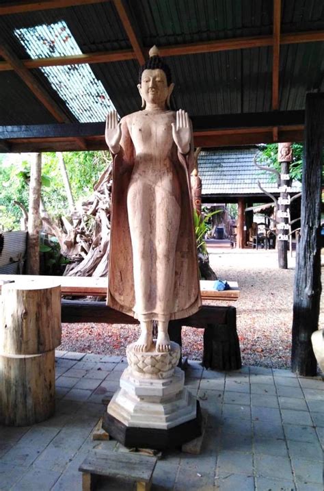 วัดป่าดอยภูคาจังหวัดน่าน พระพุทธรูปปางห้ามทุกข์ แกะจากไม้โพธิ์นิพพาน ไม้โพธิ์ที่หักทางทิศ