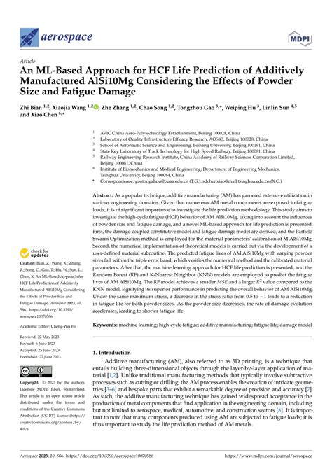 Pdf An Ml Based Approach For Hcf Life Prediction Of Additively