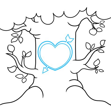 Heart Carved In Tree Drawing