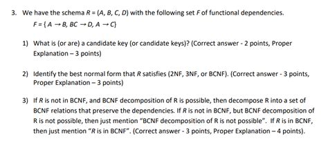 Solved We Have The Schema R A B C D With The Following Set Chegg