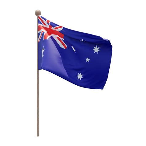 Australia 3d Illustration Flag On Pole Wood Flagpole 11285306 PNG