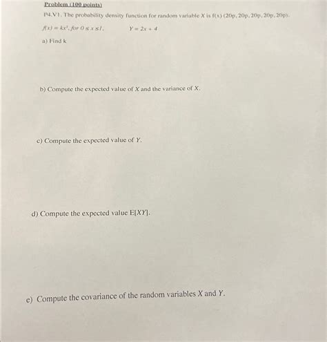 Solved Problem 100 Points P4 V1 The Probability Density Chegg