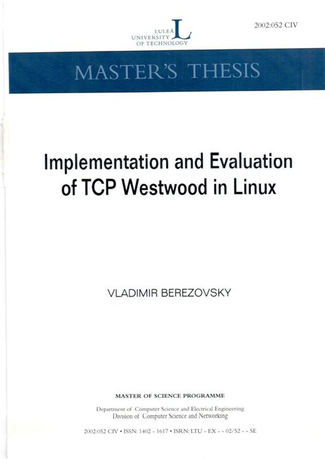 Pdf Implementation And Evaluation Of Tcp Westwood In Linux