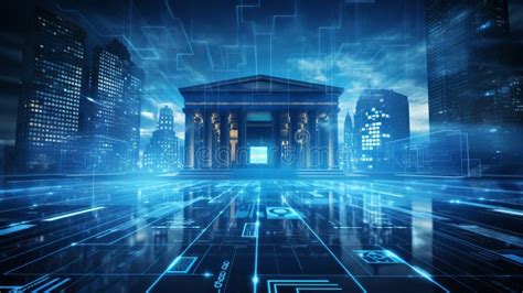 Future Of Banking A Futuristic Illustration Showcasing Innovative Technology Merging With Online