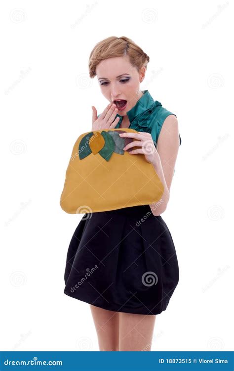 Woman Looking Into Her Purse Stock Image Image 18873515
