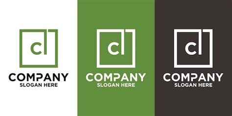 Letras de CI con plantilla de vector de diseño cuadrado Vector Premium