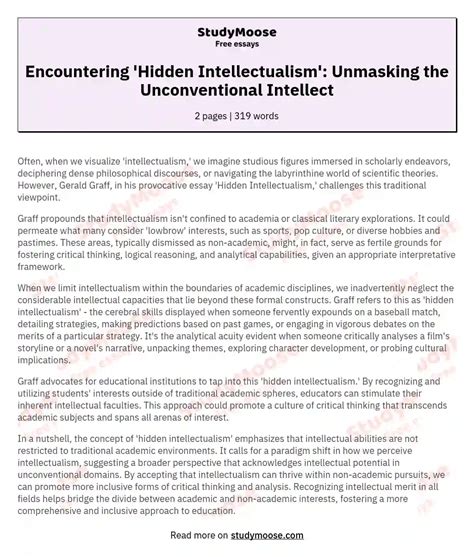 Encountering Hidden Intellectualism Unmasking The Unconventional
