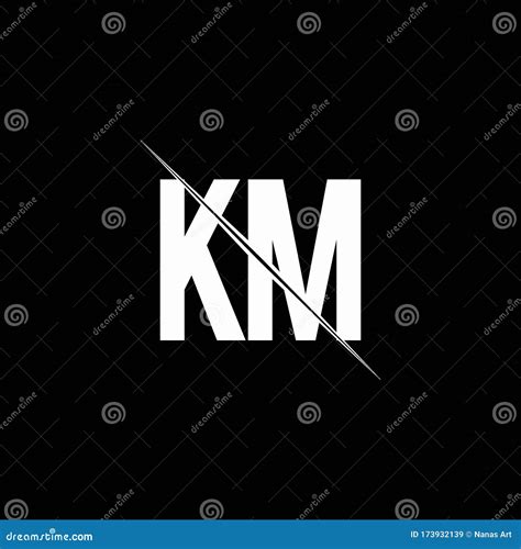 KM Logo Monogram With Slash Style Design Template Stock Vector