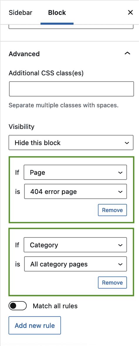 widget visibility