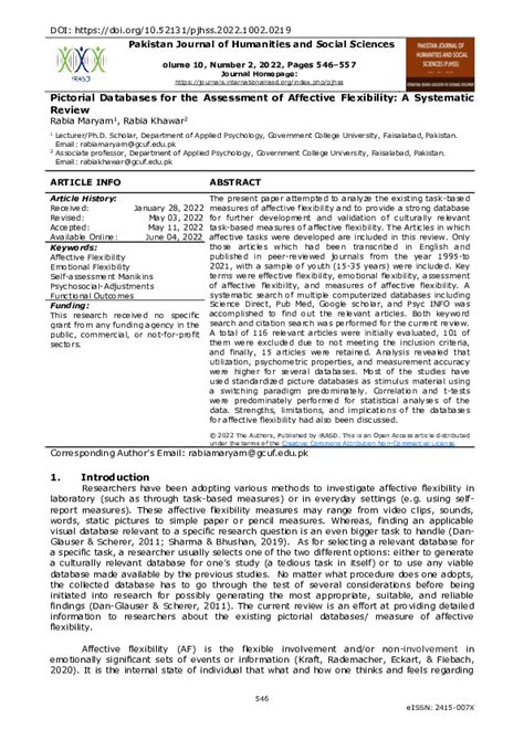 Pictorial Databases For The Assessment Of Affective Flexibility A Systematic Review