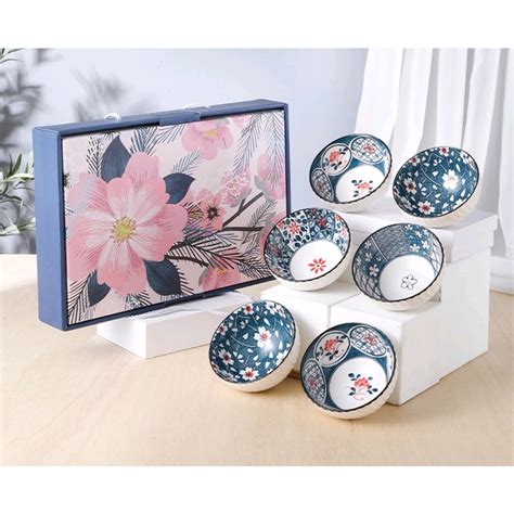 Jual AVELINE Hampers Mangkok Set Besar Isi 6 Piring Mangkok Keramik