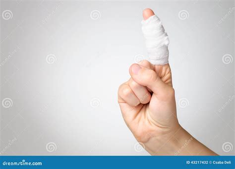 Injured Finger With Bandage Stock Photo Image 43217432