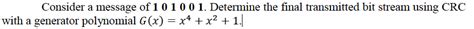 Solved Consider A Message Of 101001 Determine The Final