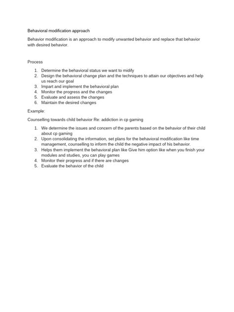 Behavioral Modification Approach Pdf