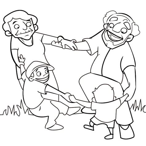 Colorea Abuelos Jugando Al Corro De La Patata Con Sus Nietos