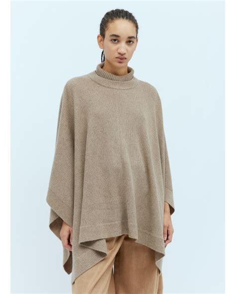 Max Mara Cashmere Oversized Poncho In Natural Lyst