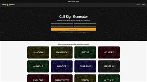Generate Unique Call Signs Instantly Call Sign Generator Creatiai