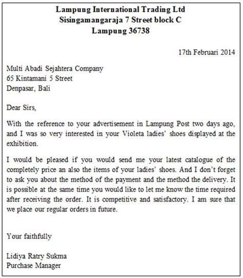 What Is The Format Of Inquiry Letter Design Talk