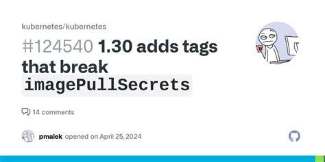 130 Adds Tags That Break `imagepullsecrets` · Issue 124540 · Kuberneteskubernetes · Github