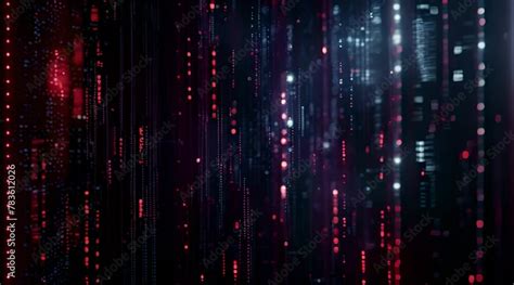 Pixelated Data Stream On Digital Interface Binary Code And Encryption