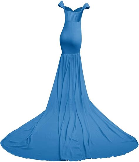 Womens Off Shoulder Maternity Dress Mermaid Chiffon Gown Maxi