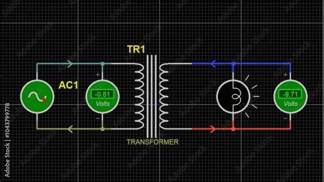 Schematic Diagram Of Electrical Circuit With Transformer Lamp Alternating Voltage Source And