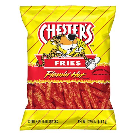 Chesters Fries Flamin Hot Flavored Corn And Potato Snacks 2625 Oz