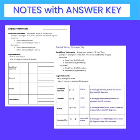 Conditional Statements Guided Notes Practice Worksheet High School Geometry