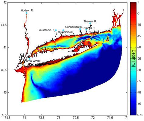 Map Of Southern New England Showing The Lis‐fvcom Model Grid Colored