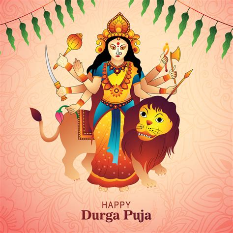 Happy Durga Puja India Festival Holiday Brochure Card Background