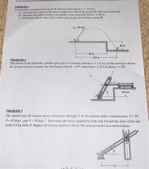 Solved PROBLEM 1 A Projectile Is Launched From Point A With Chegg