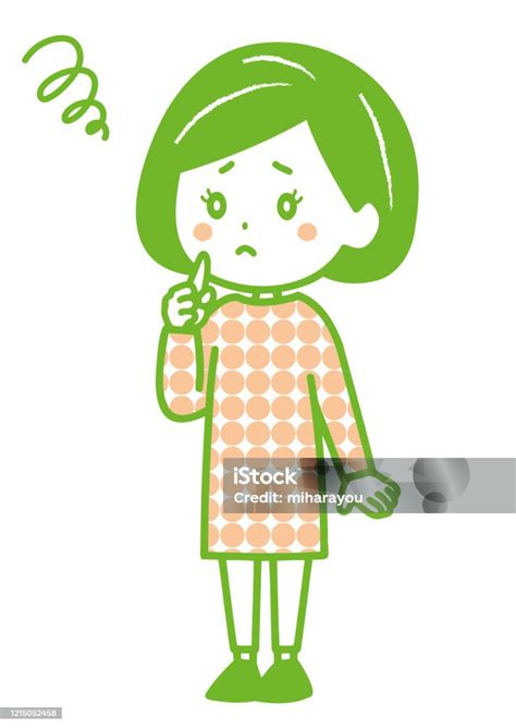 걱정되는 여성의 일러스트입니다 벡터 이미지입니다 가정 주부에 대한 스톡 벡터 아트 및 기타 이미지 가정 주부 걱정하는