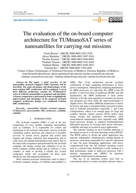 Pdf The Evaluation Of The On Board Computer Architecture For Tumnanosat Series Of