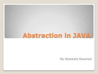 Abstraction In Java PPT