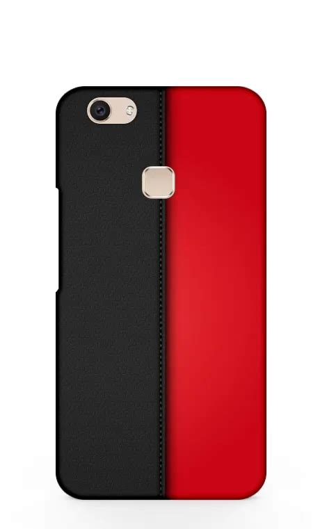Black Red Leather Vivo V Mobile Cover