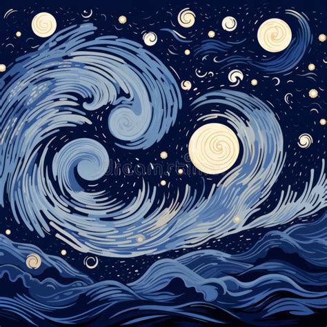 Night Sky With Clouds And Stars Vector Illustration Stock Illustration