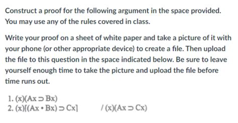 Solved Construct A Proof For The Following Argument In The Chegg