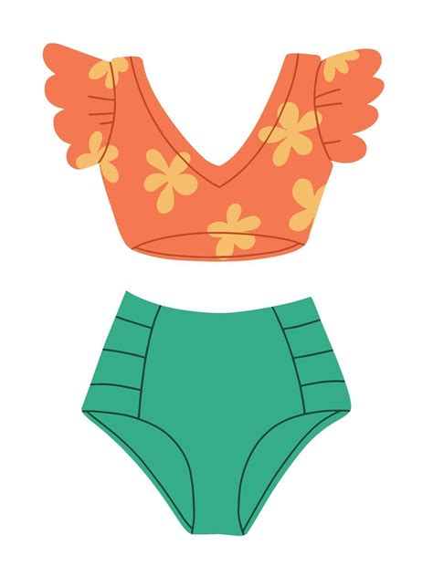 Bañador De Mujer De Dos Piezas Traje De Baño Estilo Retro Vector