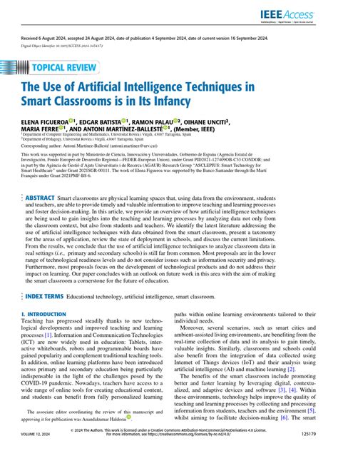 The Use Of Artificial Intelligence Techniques In Smart Classrooms Is In