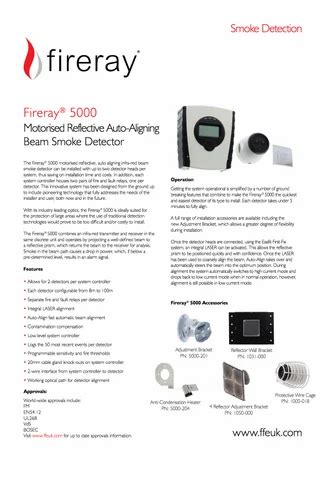 Optical Motorised Reflective Auto Aligning Beam Smoke Detector 100m At