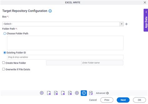 Excel Write Target Repository Box