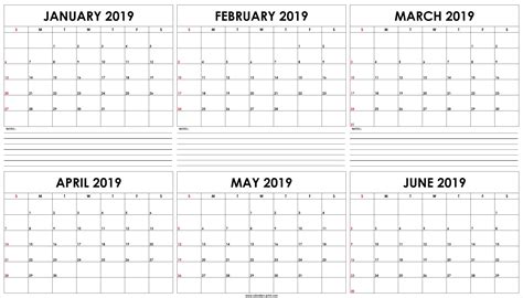 Free Calendar 6 Month Printable Blank Calendar Template