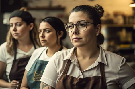 Premium Ai Image Group Of Women Curvy Employed In A Pastry Shop Ai