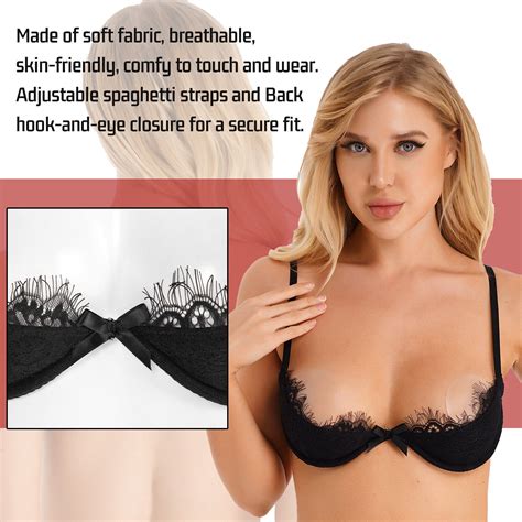 Women Lace Trim Lingeries Cup Push Up Underwired Padded Brassiere Sexy