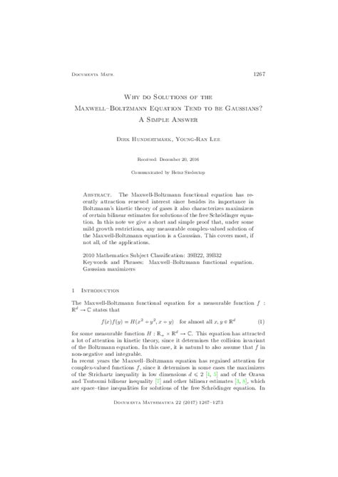 pdf why do solutions of the maxwell boltzmann equation tend to be