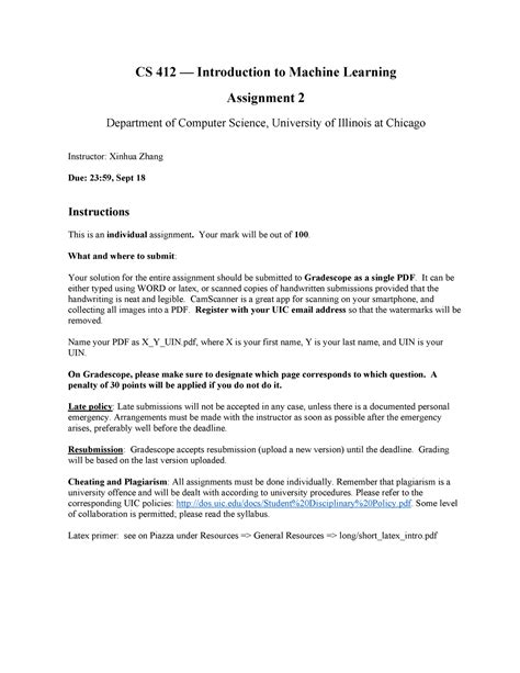 Assignment Cs Introduction To Machine Learning Assignment