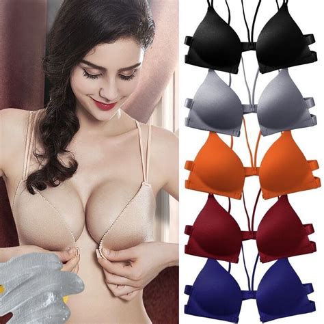 1pc Women Back Beautify Ladies Front Closure Wire Free Fashion Bra