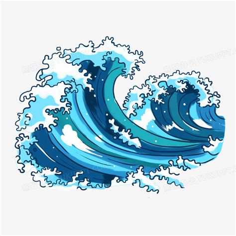 手绘卡通海浪免抠元素png图片素材下载手绘png熊猫办公