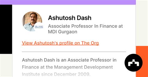 Ashutosh Dash Associate Professor In Finance At Mdi Gurgaon The Org
