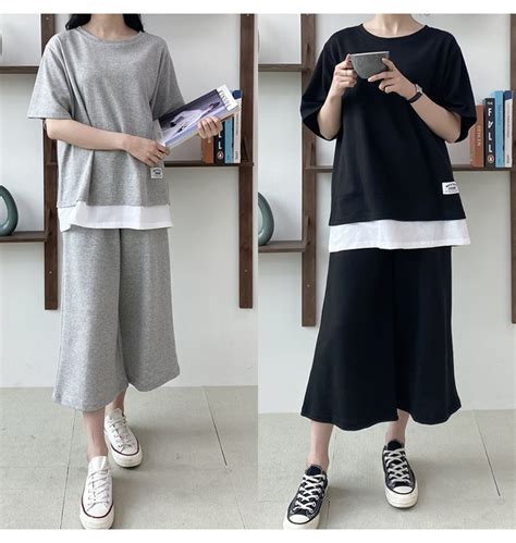 허밍퍼플 여성용 6408 스윙 Wtn 패치 세트 빅사이즈 상의 하의 레이어드 와이드 핏 신상 편안한 여성의류 티몬